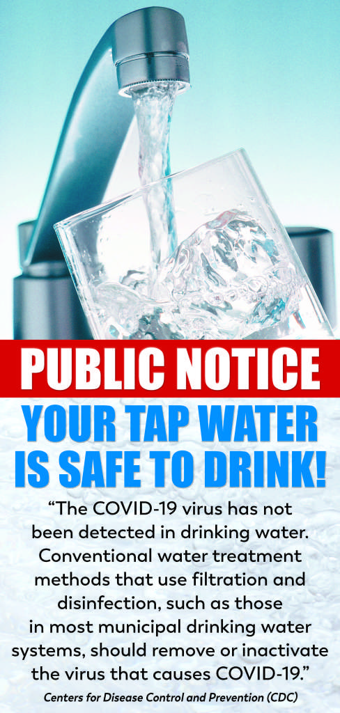 Public Notice Regarding Your Tap Water and COVID-19 – Water Quality ...